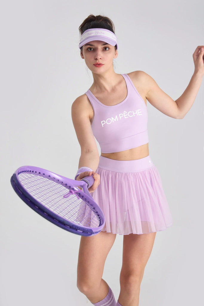 Yarra Purple See-through Mesh 2-in-1 Side Pocket Pleated Skirt – Pom Pêche